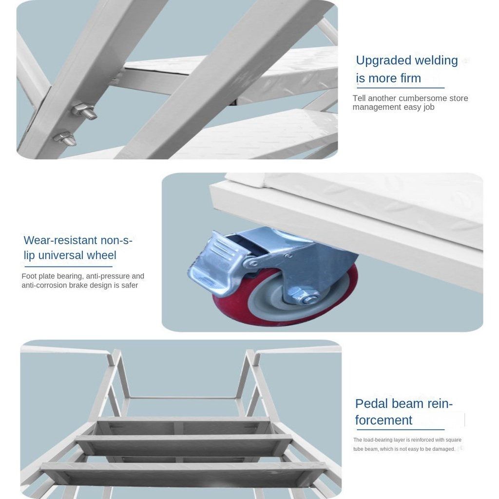 Warehouse climbing car mobile platform ladder wheel removable shelf ...