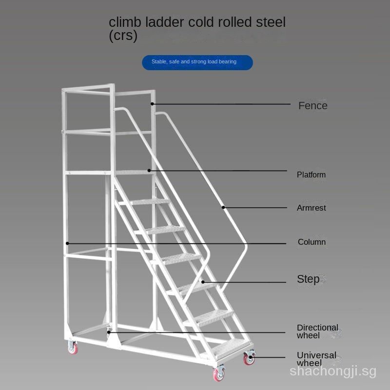 Warehouse climbing car mobile platform ladder wheel removable shelf ...