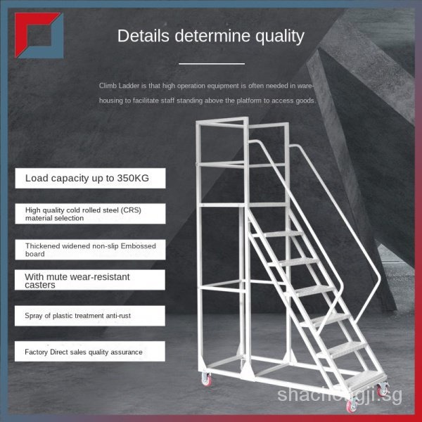 Warehouse climbing car mobile platform ladder wheel removable shelf ...