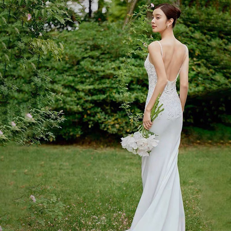Wedding gown (Fish tail), Women's Fashion, Dresses & Sets, Evening ...