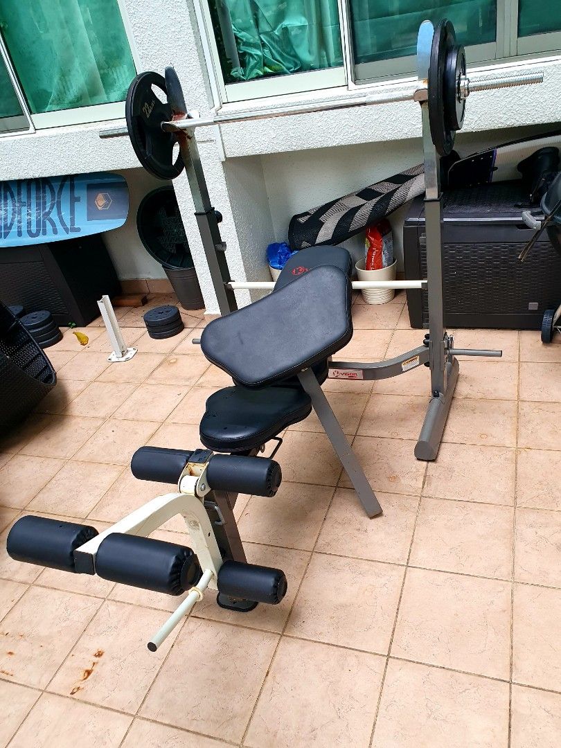 Weights bench, barbell and weights included., Sports Equipment ...