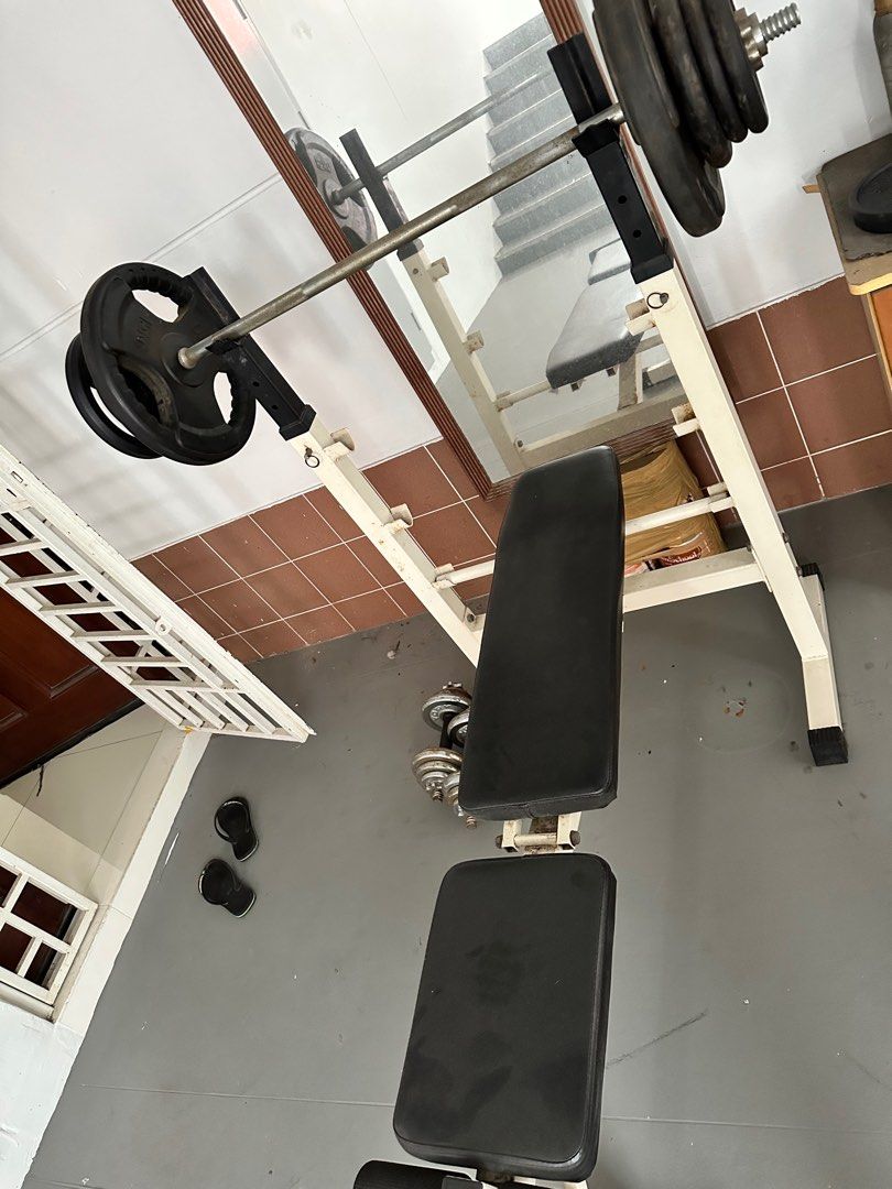 Weights, Dumbbells, Bench Press, Mirror (all in), Sports Equipment ...