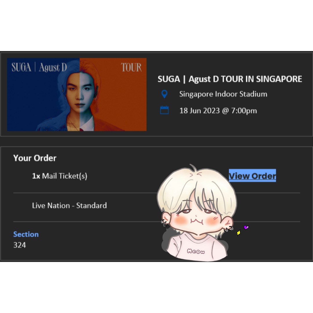 [WTS] CAT 4 SUGA | Agust D Tour SG, Tickets & Vouchers, Event Tickets ...