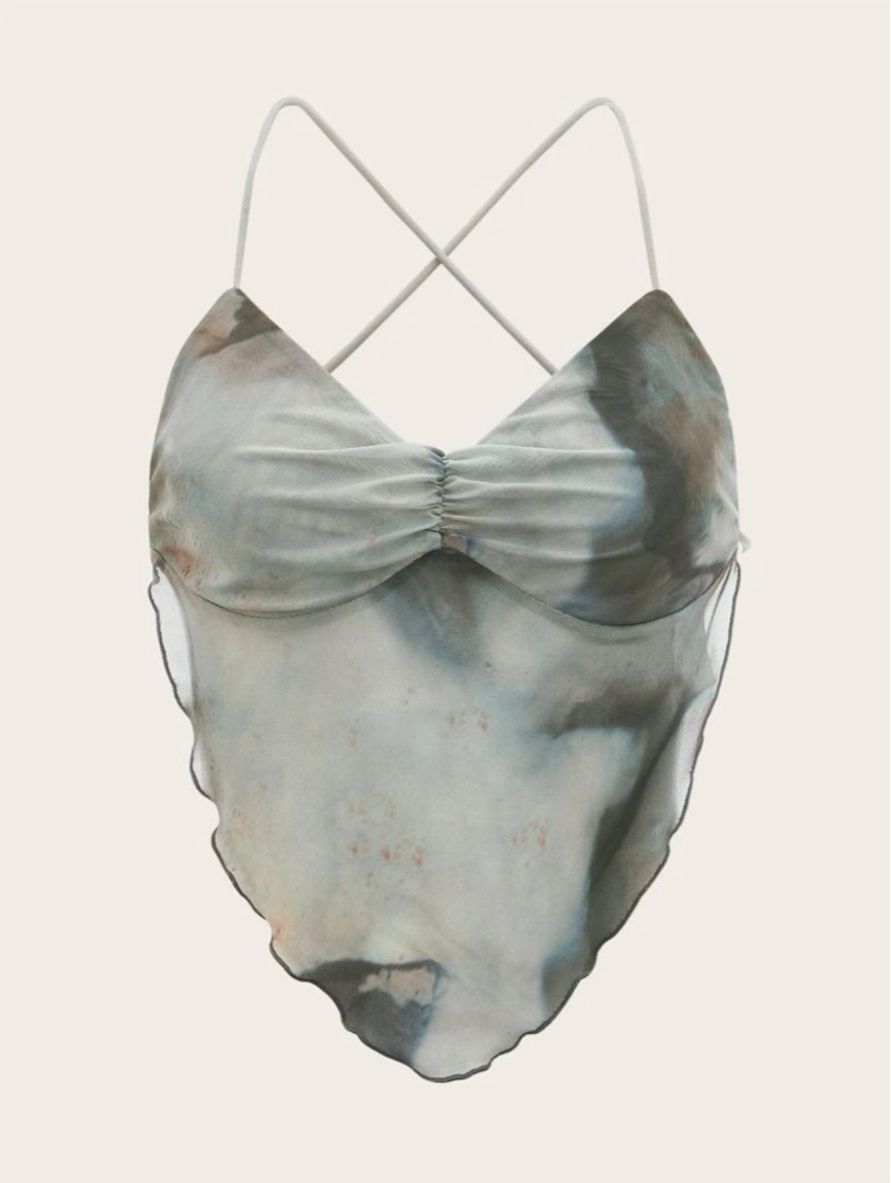 y2k back tie mesh top, Women's Fashion, Tops, Sleeveless on Carousell