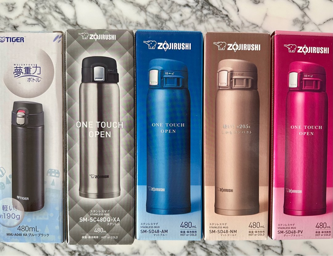 Zojirushi Stainless Steel One Touch Travel Mug 480ml, Furniture & Home Living, Kitchenware ...