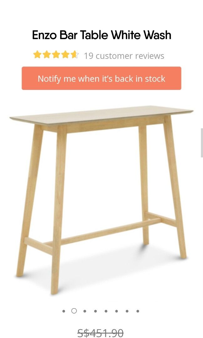 Enzo Bar Table White Wash (from FortyTwo), Furniture & Home Living ...