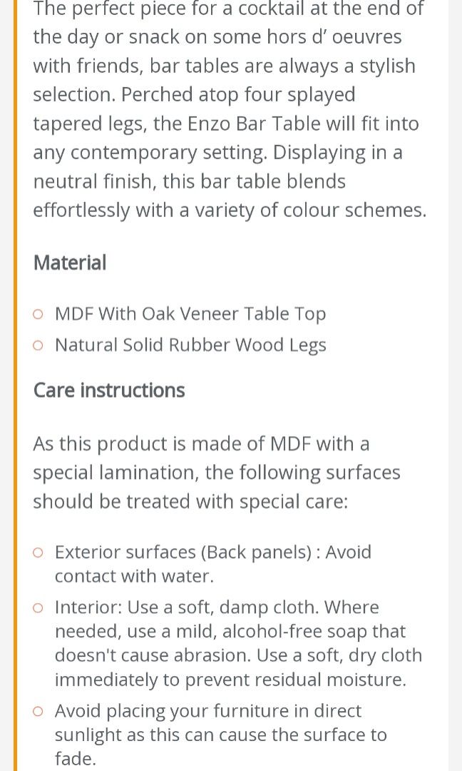 Enzo Bar Table White Wash (from FortyTwo), Furniture & Home Living ...