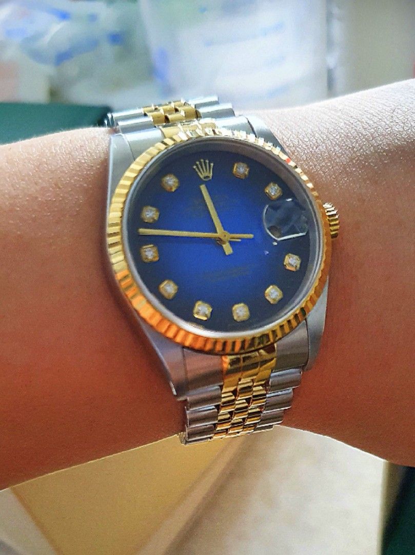 Rolex Half Gold 36mm Two Tone Blue Datejust Rolex Ref. 16233, Luxury ...