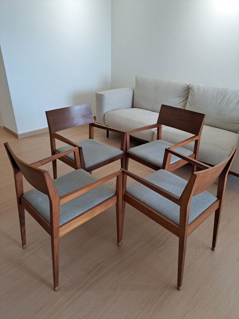 4 x Walnut Dining Chairs Japandi [Made in Japan], Furniture & Home ...