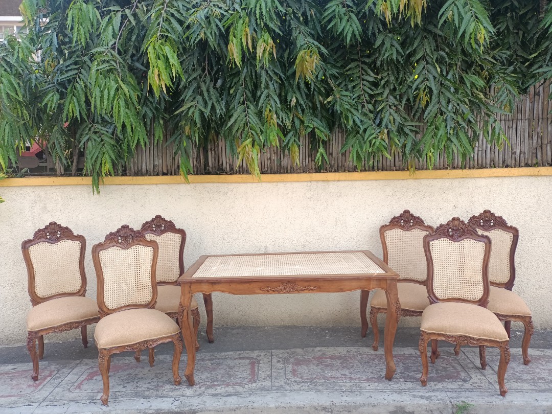 6 Seater Narra Dining Set with Solihiya, Furniture & Home Living ...