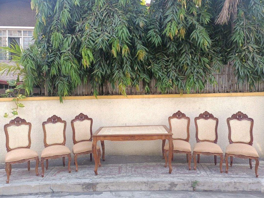 6 Seater Narra Dining Set with Solihiya, Furniture & Home Living ...