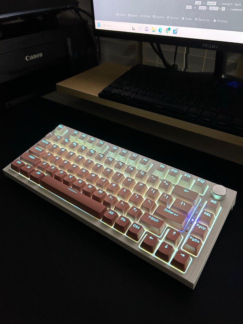 75% custom mechanical keyboard (Peach gradiant shine through keycaps ...