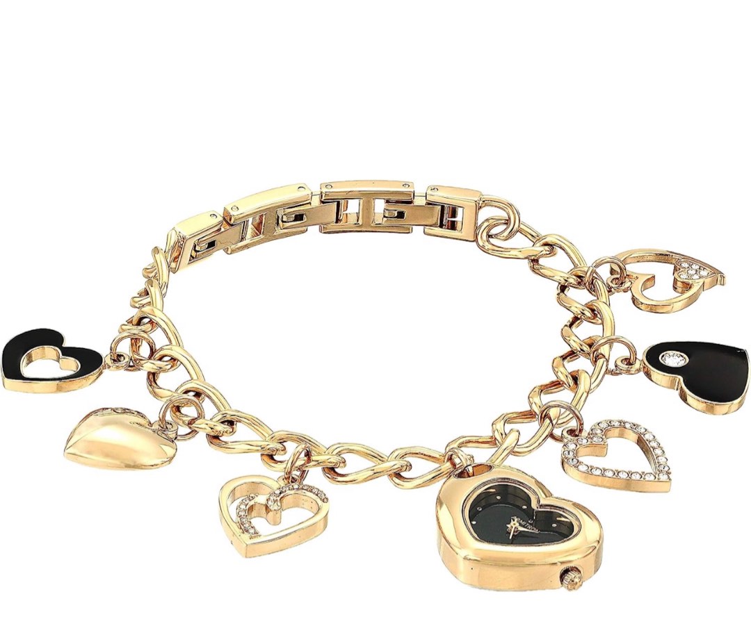 Armitron Women's Genuine Crystal Accented Heart Shaped Charm Bracelet ...