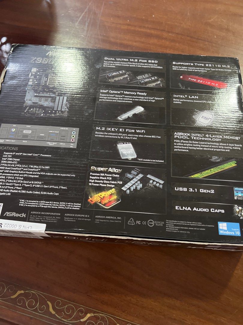 ASRock Motherboard (Z390 PRO4), Computers & Tech, Parts & Accessories ...