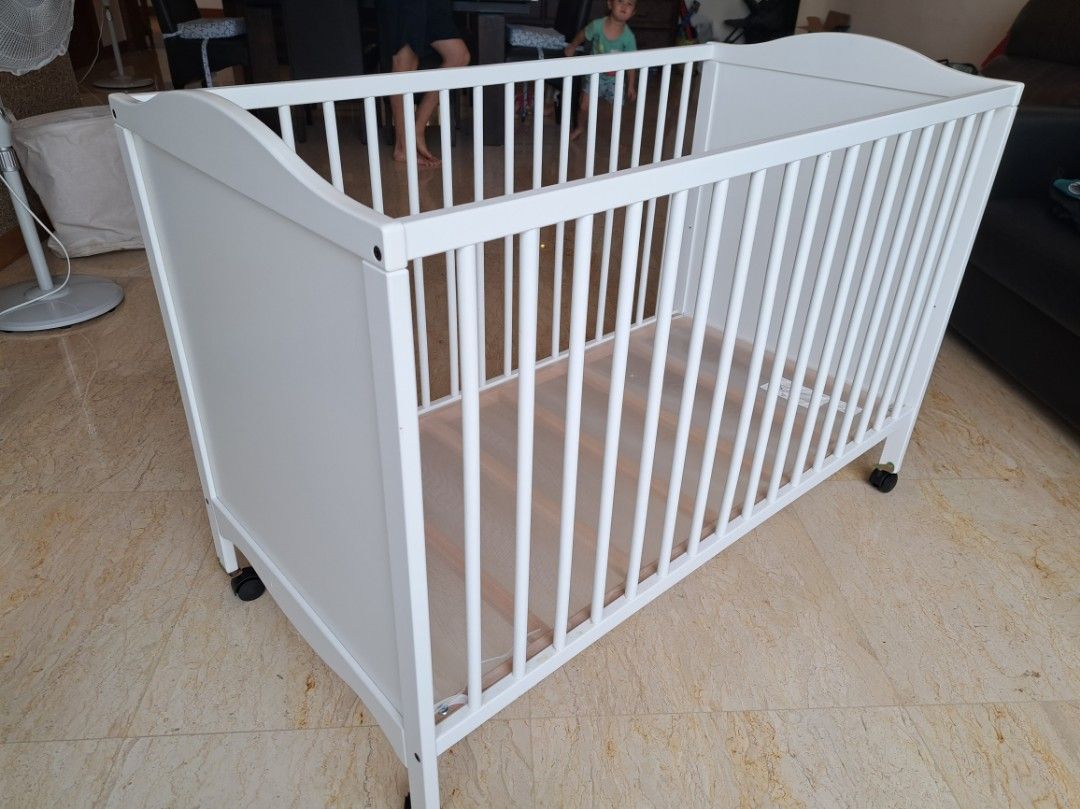 Baby cot with 4 wheels (lockable), Babies & Kids, Baby Nursery & Kids ...