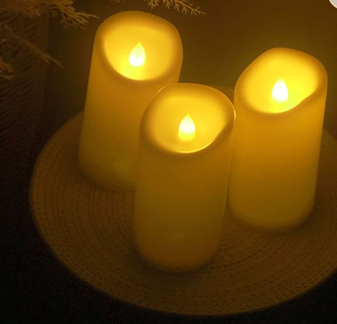 Battery Operated Flameless Electric Tall LED Candles with Cycling Timer ...