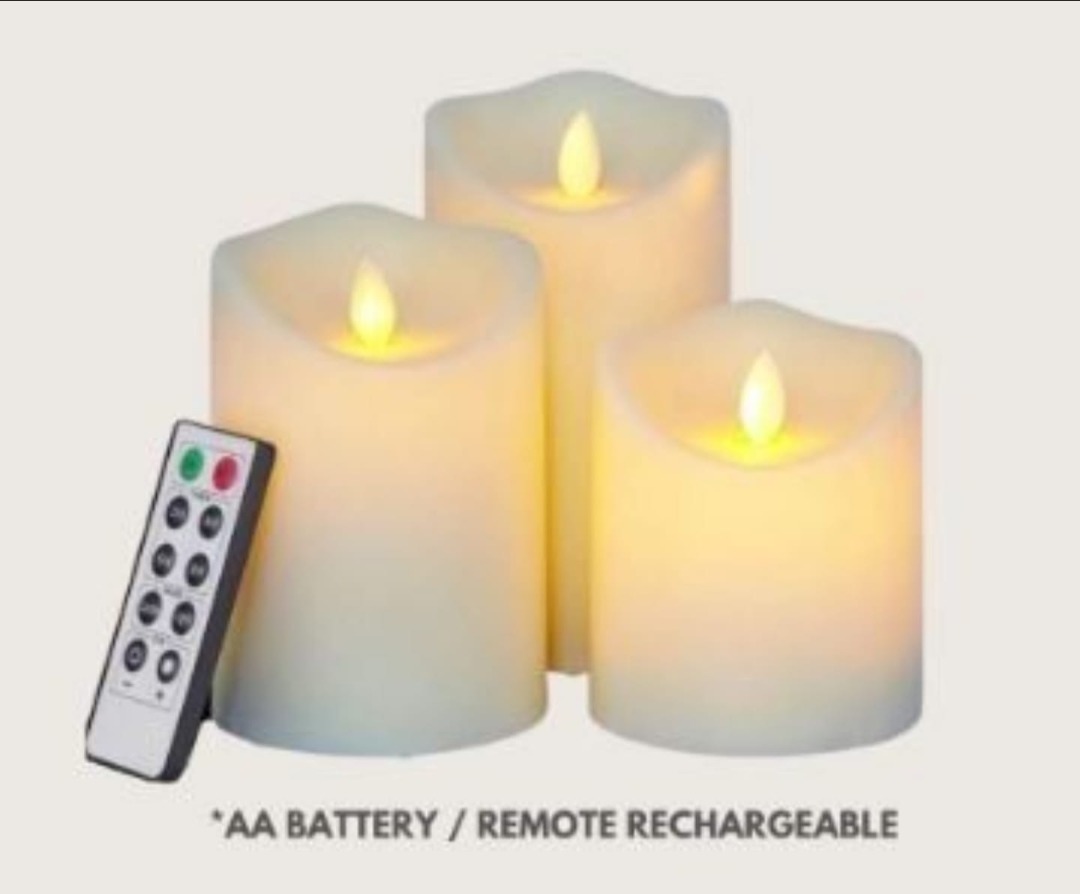 Battery Operated Flameless Electric Tall LED Candles with Cycling Timer ...