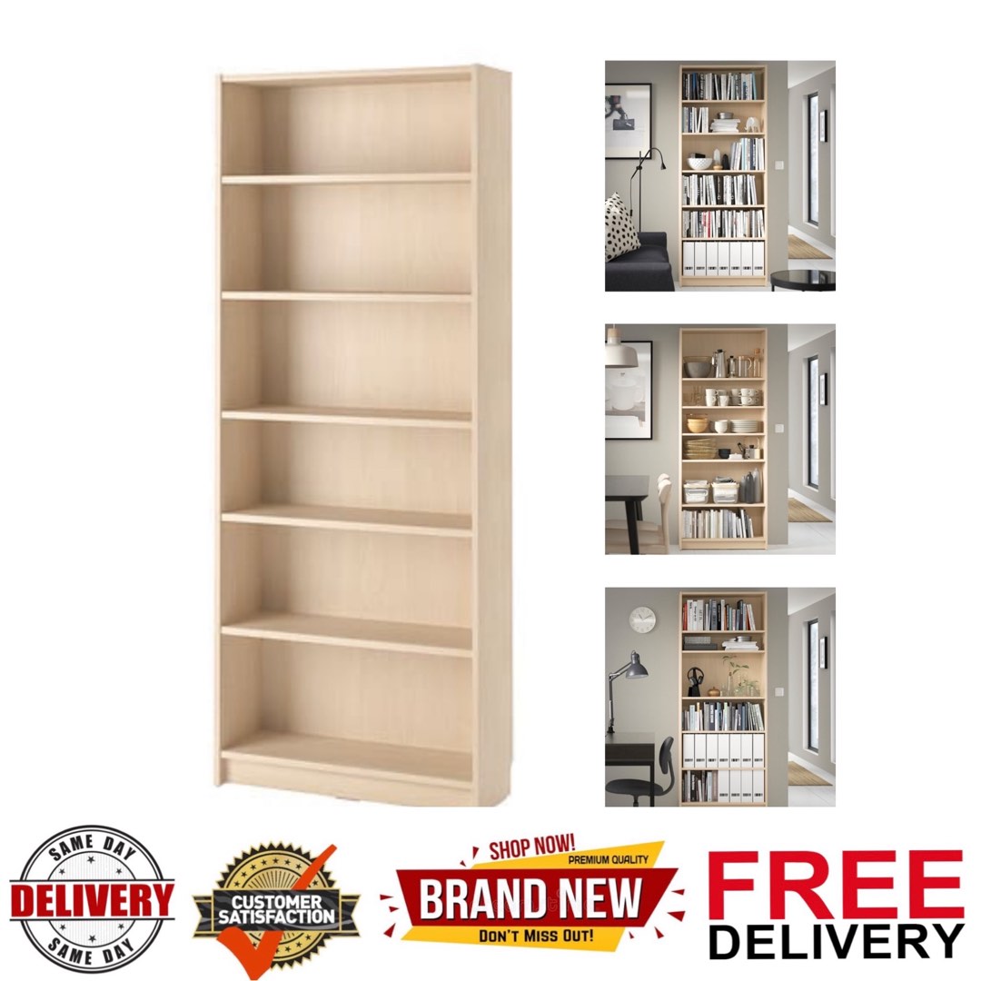 Bookcase, Bookshelf, BILLY Bookcase Birch effect ,80x28×202, Furniture ...