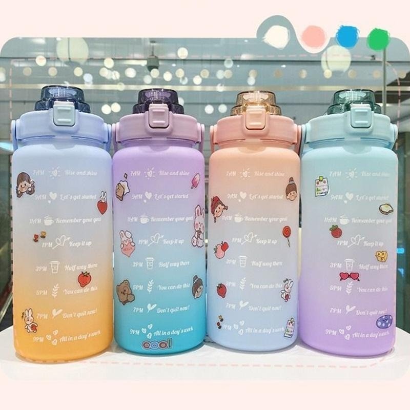 Botol Air Minum Motivasi 2 Liter Rainbow Botol Viral Penanda Waktu 2L ...