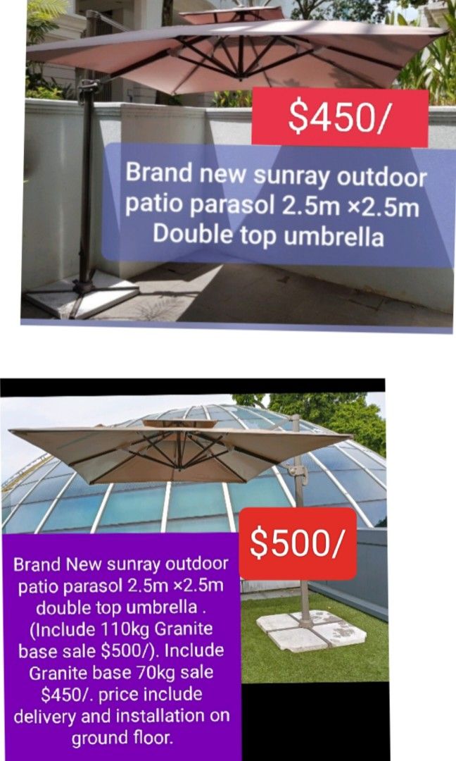 Brand New sunray outdoor patio parasol Double top umbrella, Furniture ...