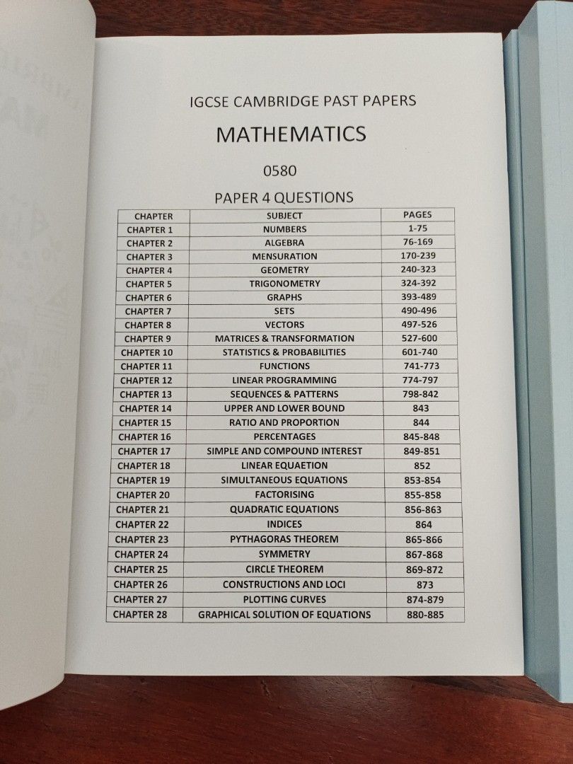 Past year paper, Cambridge IGCSE topical maths Paper 4 (2009-2018 ...