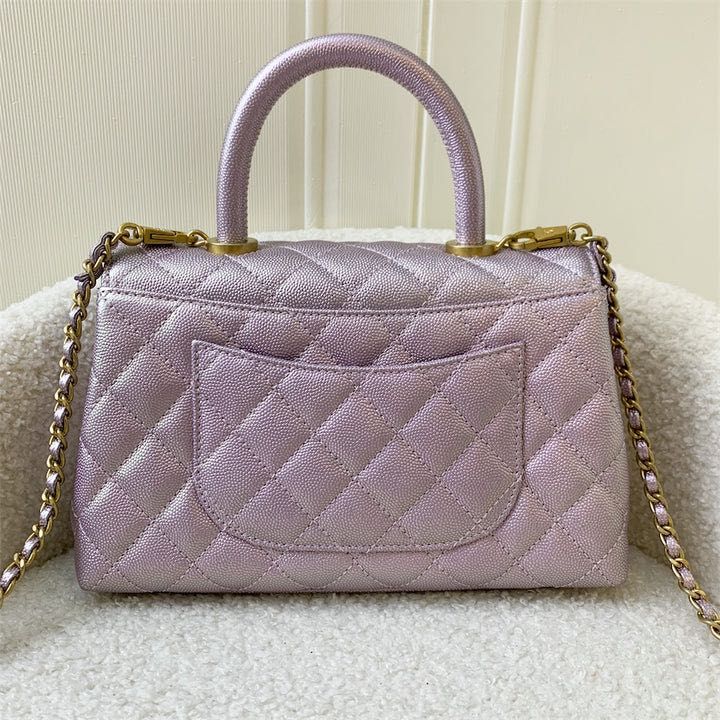 Chanel Small 24cm Coco Handle in 22P Purple Iridescent Caviar AGHW ...