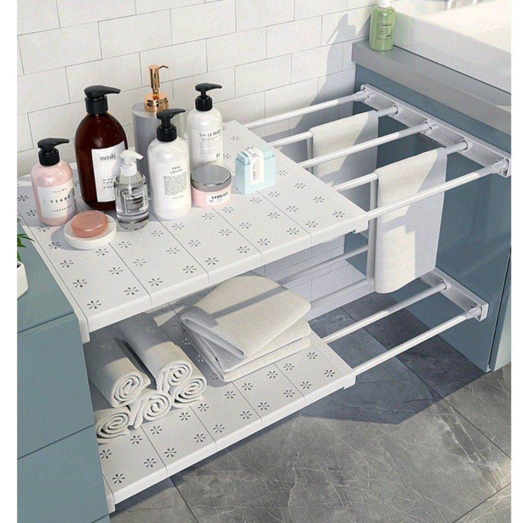 Check out Extendable Rack Adjustable Wardrobe Shelf Closet Organiser x3 ...