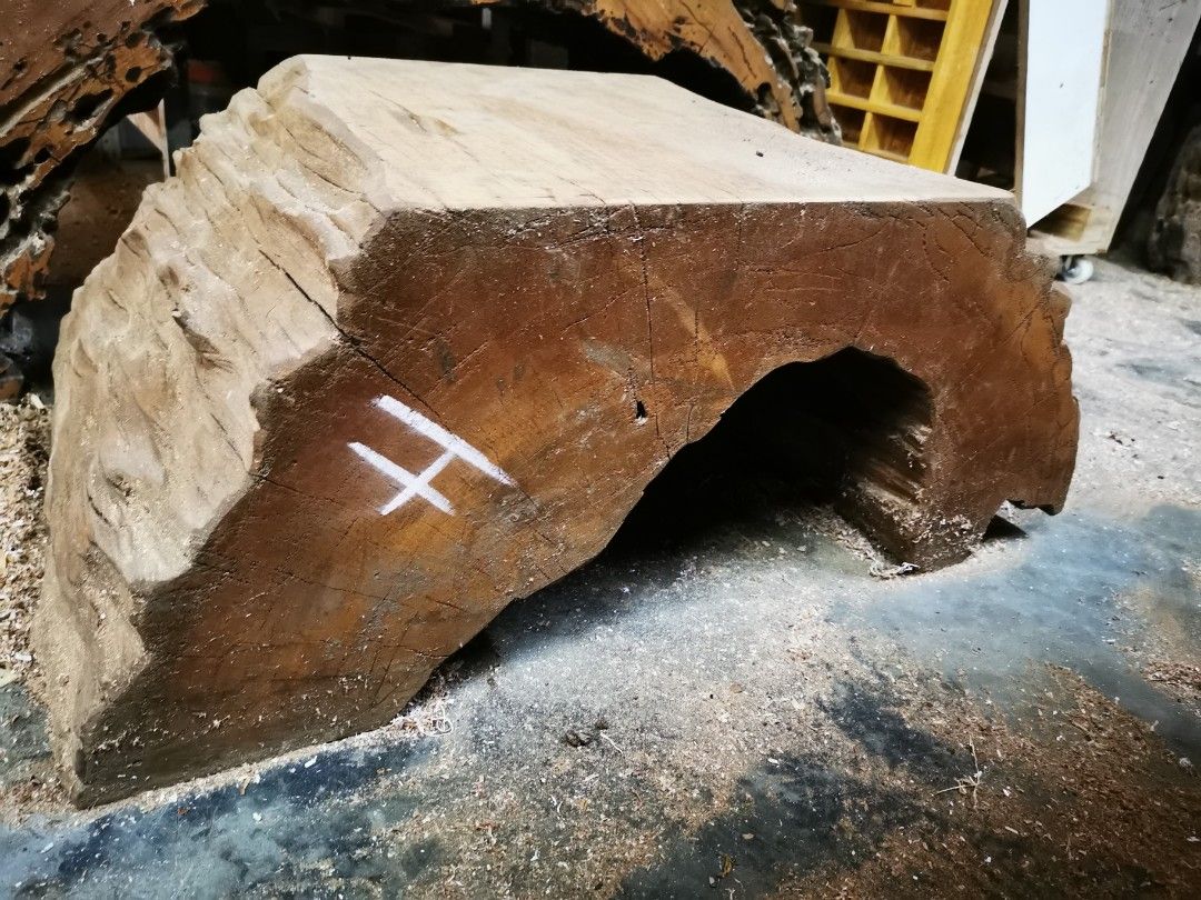 Chengal emas wood table or stool, Furniture & Home Living, Outdoor ...