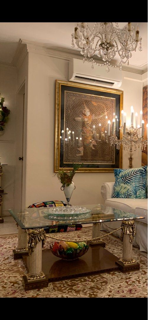 Da Vinci table , 2 side tables and 2 lamps, Furniture & Home Living ...