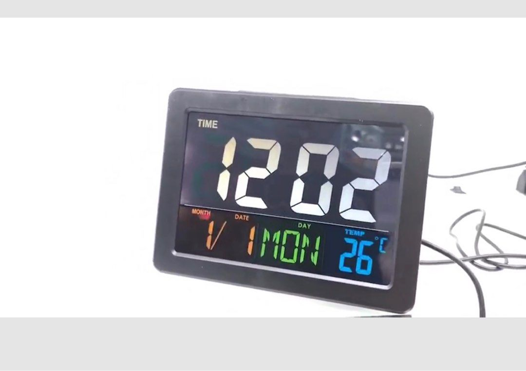 Digital Colour LED Clock, Furniture & Home Living, Home Decor, Clocks ...