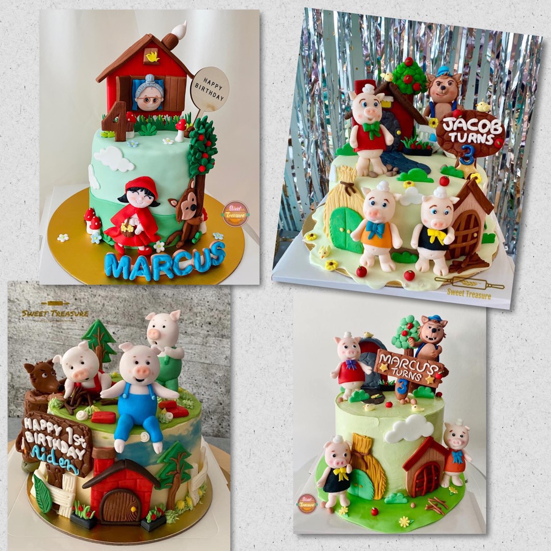 Fairy tales cake - Little Red Riding hood / Three Little pigs & the bad ...