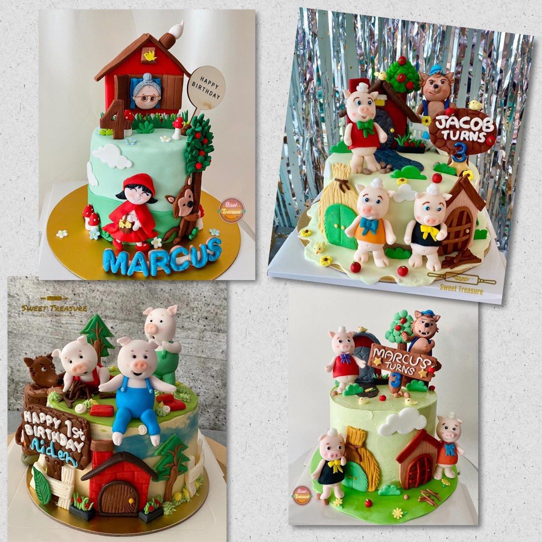 Fairy tales cake - Little Red Riding hood / Three Little pigs & the bad ...
