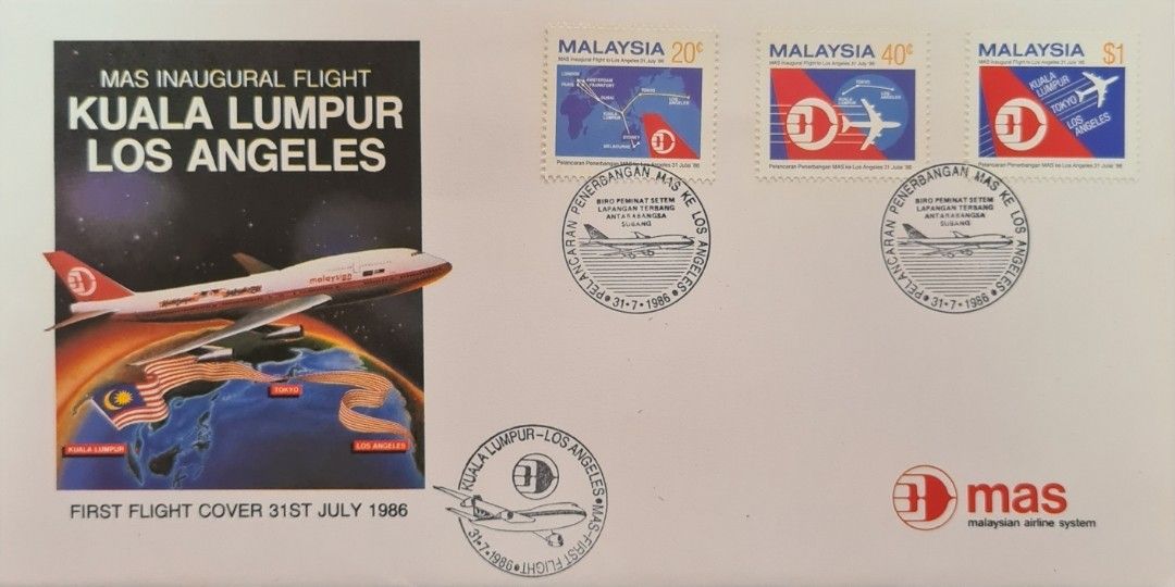 First Flight Covers 1986 Malaysia First flight covers MAS Kuala Lumpur ...