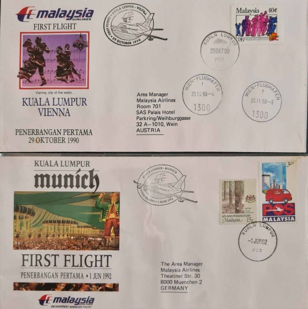 First Flight Covers 1990's Malaysia First flight covers MAS Kuala ...