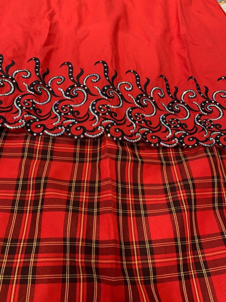 [FIRST LADY] Red Baju Kurung, Women's Fashion, Muslimah Fashion, Baju ...