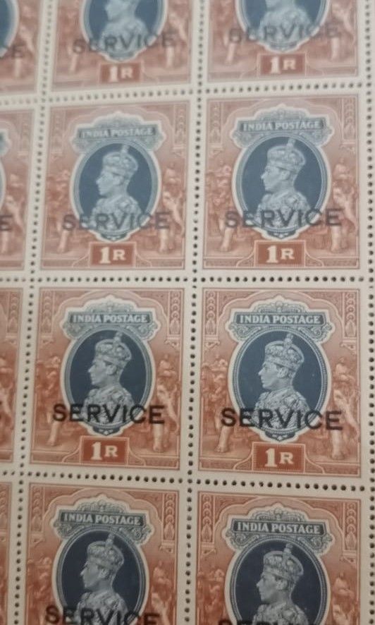 Full sheet of 120 mint stamps Folded British India King George VI 1 ...