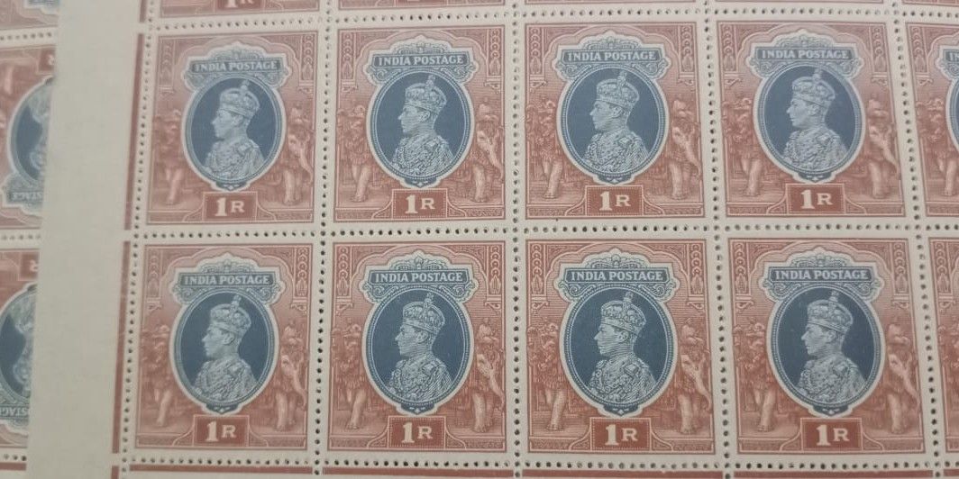 Full sheet of 120 mint stamps Folded British India King George VI 1 ...