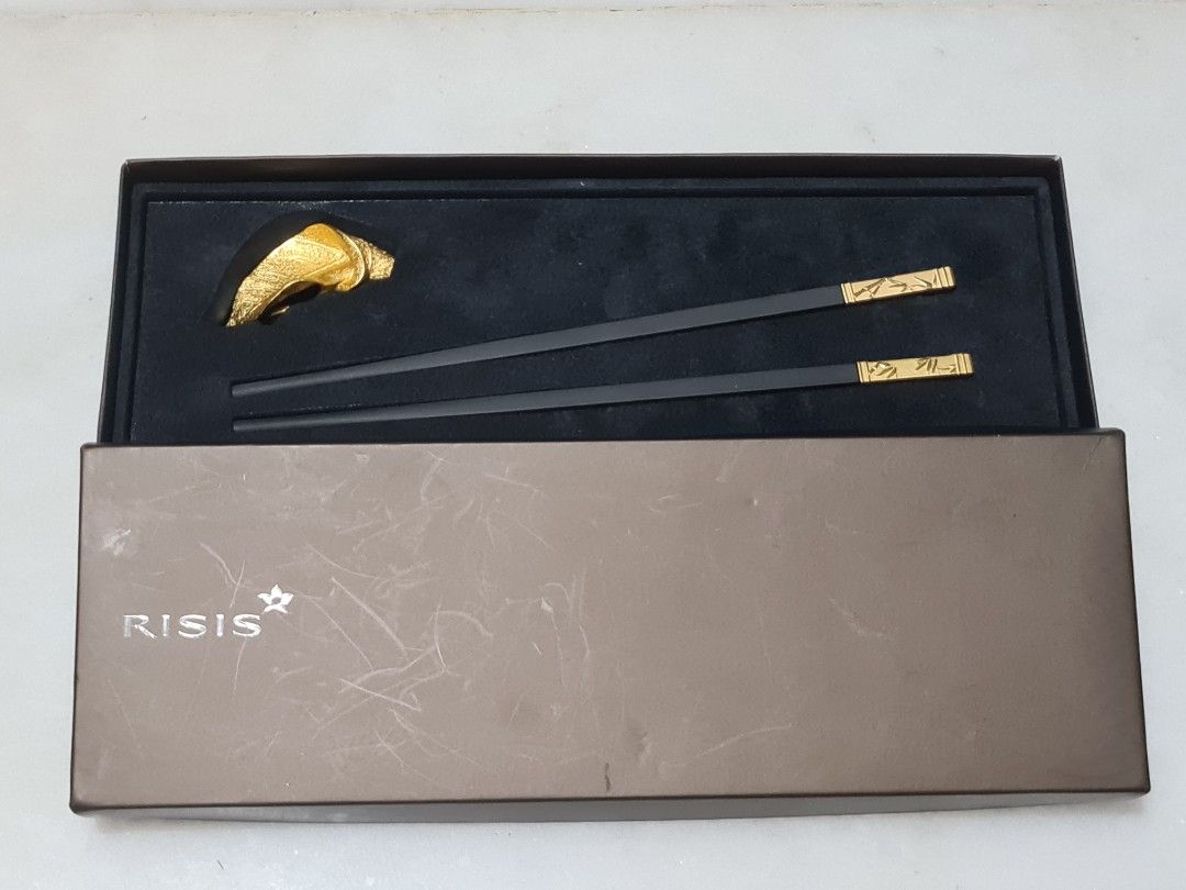 Genuine 24K Swiss Yellow Gold Cap Chopsticks with Rest from RISIS ...