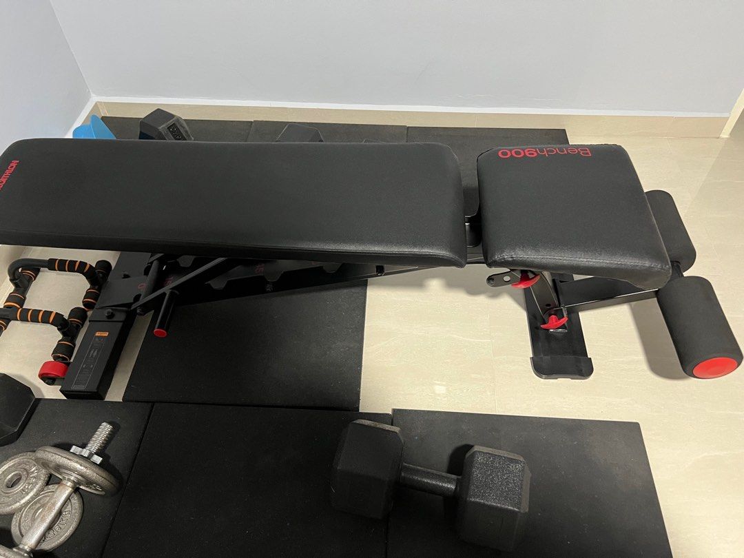 Gym Bench + heavy duty mat 25cm + 2x 15kgs dumbbell + 2x 10kgs dumbell ...