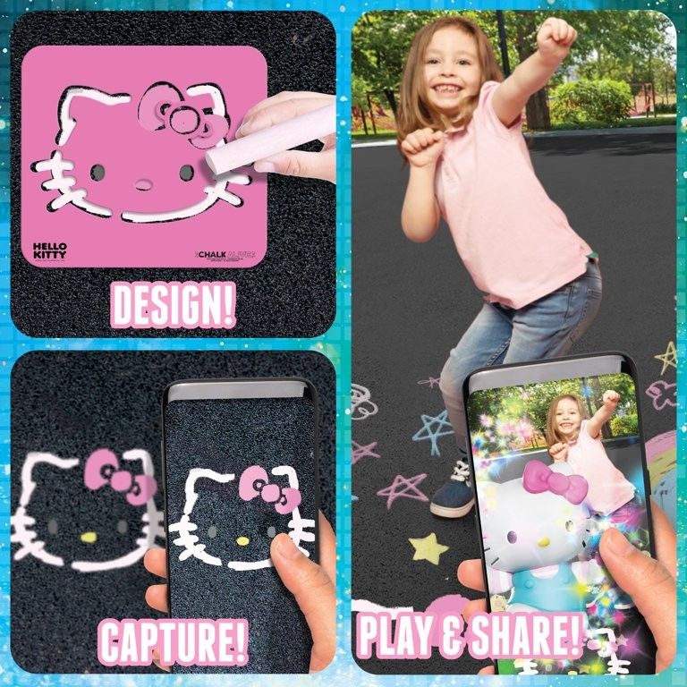 Hello Kitty Chalk Alive 4D Interactive Art, 4 Stencils, 12 Washable on ...