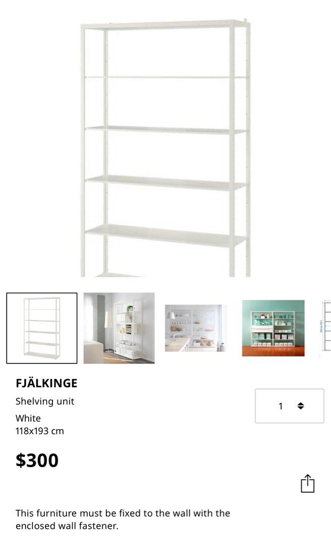 IKEA white metal rack, Furniture & Home Living, Furniture, Shelves ...