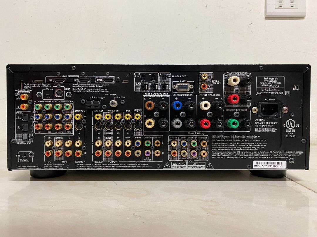 Integra dtr 5.8 FM/3D 藍光 擴大機,HDMI 7.1 家庭劇院 THX 認證 有全新代用遙控器, 耳機及錄音音訊設備 ...
