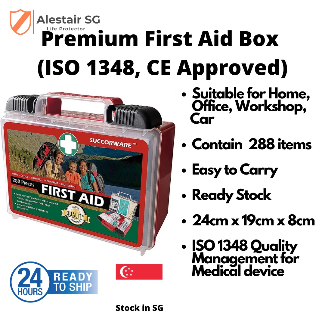 ISO 1348 Certified Premium First Aid Box 288 Items Office, Home, Outdoor, Workshop, Car ...
