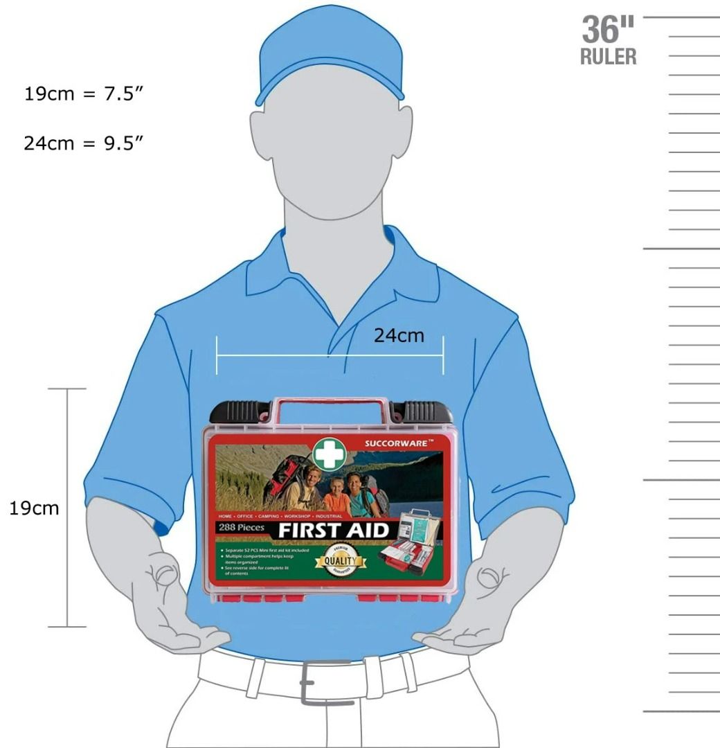 ISO 1348 Certified Premium First Aid Box 288 Items Office, Home, Outdoor, Workshop, Car ...