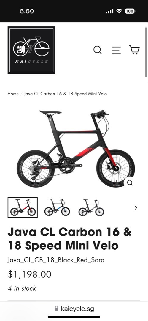 Java CL Carbon 16 Mini Velo, Sports Equipment, Bicycles & Parts, Bicycles on Carousell