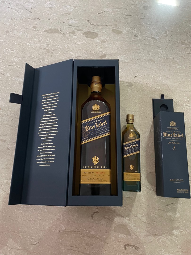 Johnny walker blue label whisky 1l + 200ml, Food & Drinks, Alcoholic ...