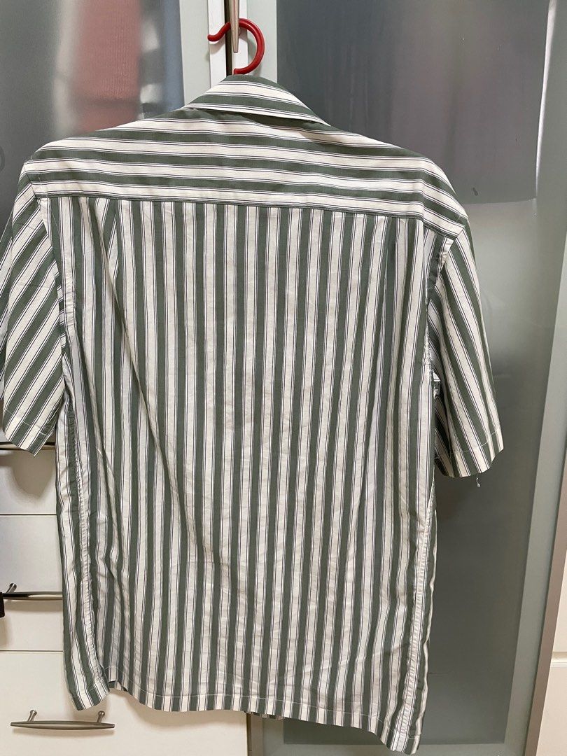 Kay Jen Dylan White Green Stripe Shirt, Men's Fashion, Tops & Sets ...
