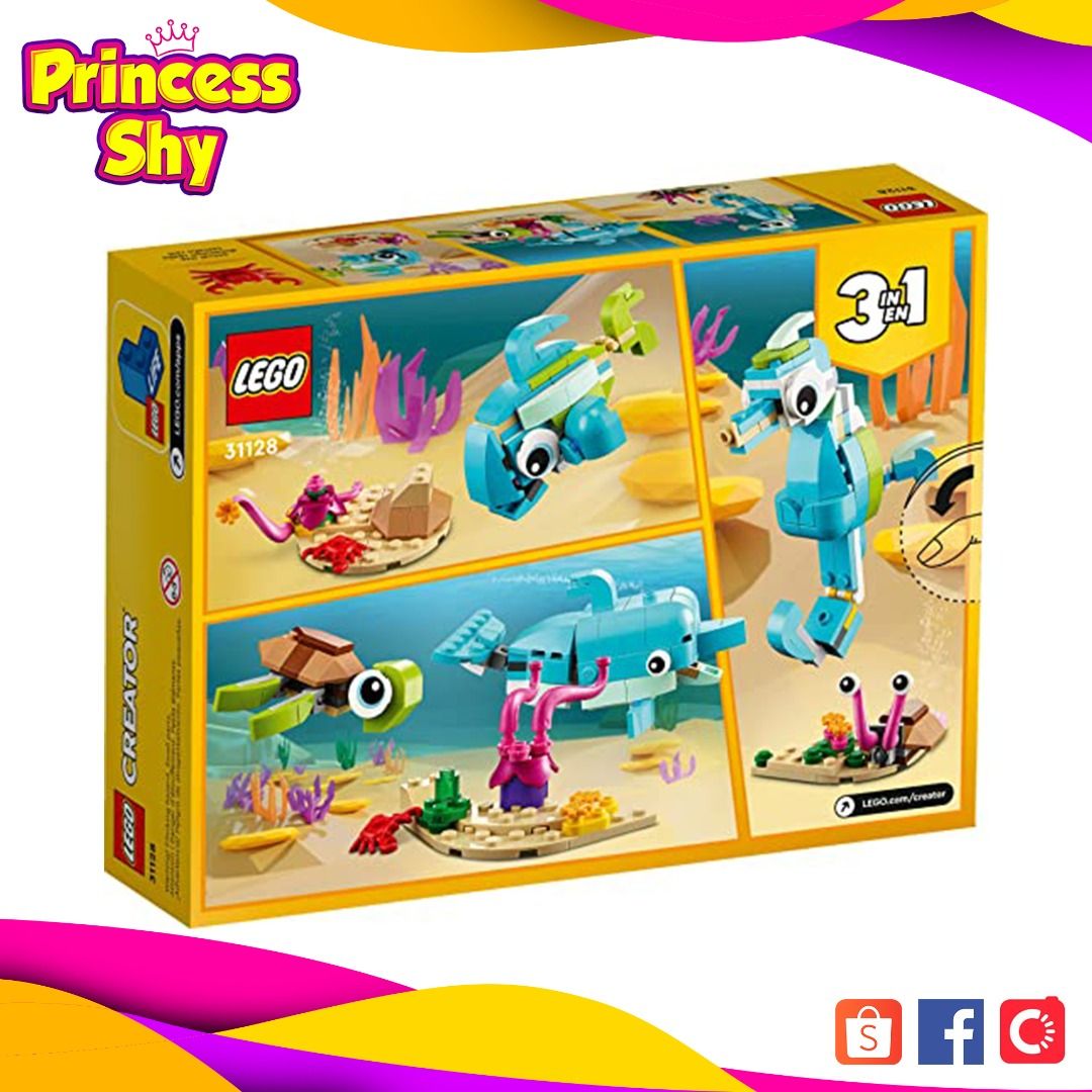 LEGO Creator 31128 3 in 1 Dolphin and Turtle Building Toy Ages 6+ 137 ...