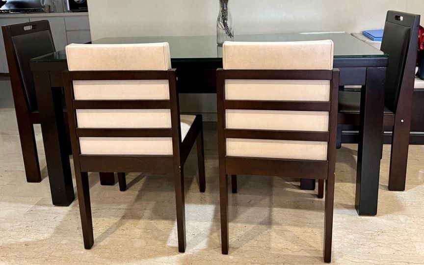 Lorenzo dining table (1.6m x 0.9m) with tempered glass top and chairs ...