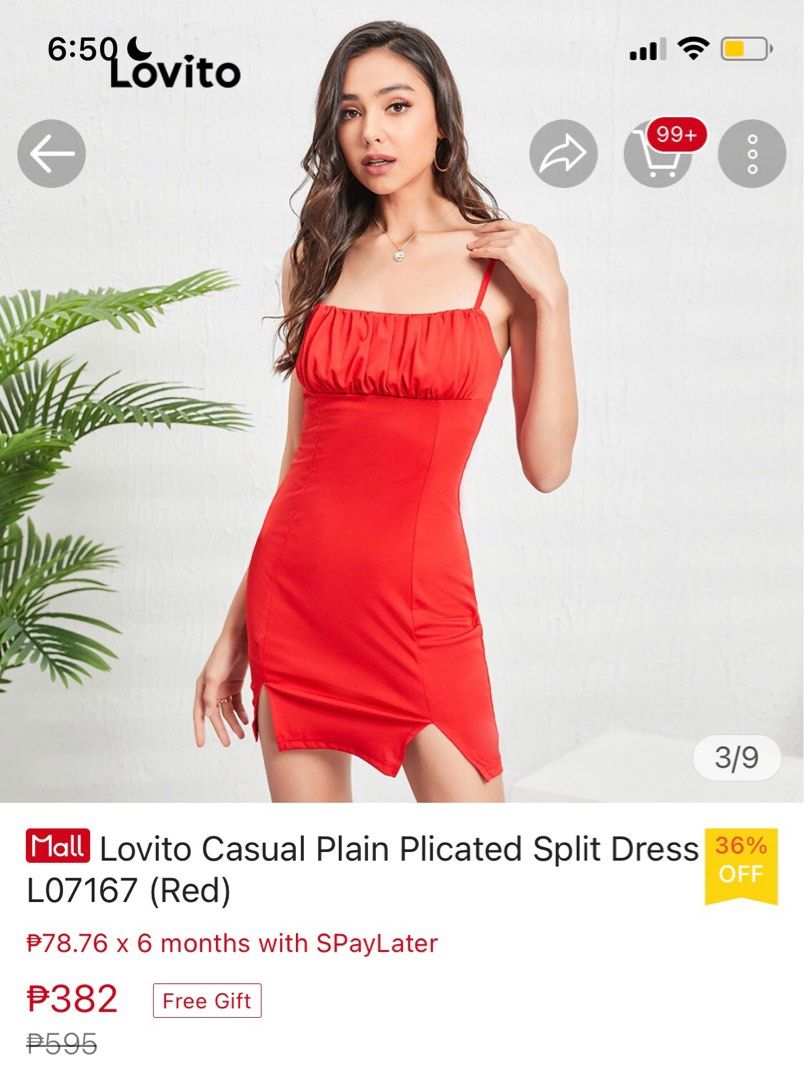 LOVITO Red Cami Dress, Women's Fashion, Dresses & Sets, Dresses on ...